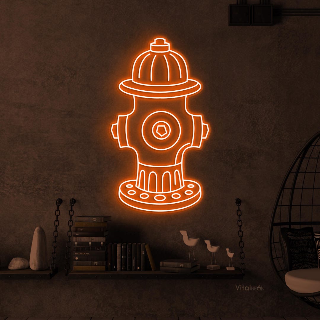 Fire Hydrant Neon Sign, Fire Hydrant LED Light, Fire Safety Wall Art ...
