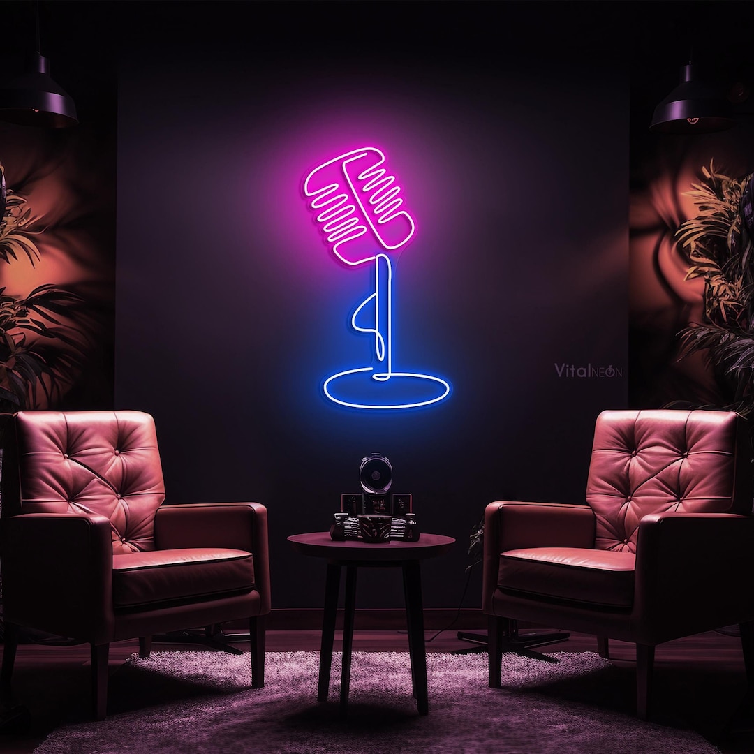 Podcast Neon Sign, Microphone LED Light, Mic Neon Sign, Custom Podcast ...