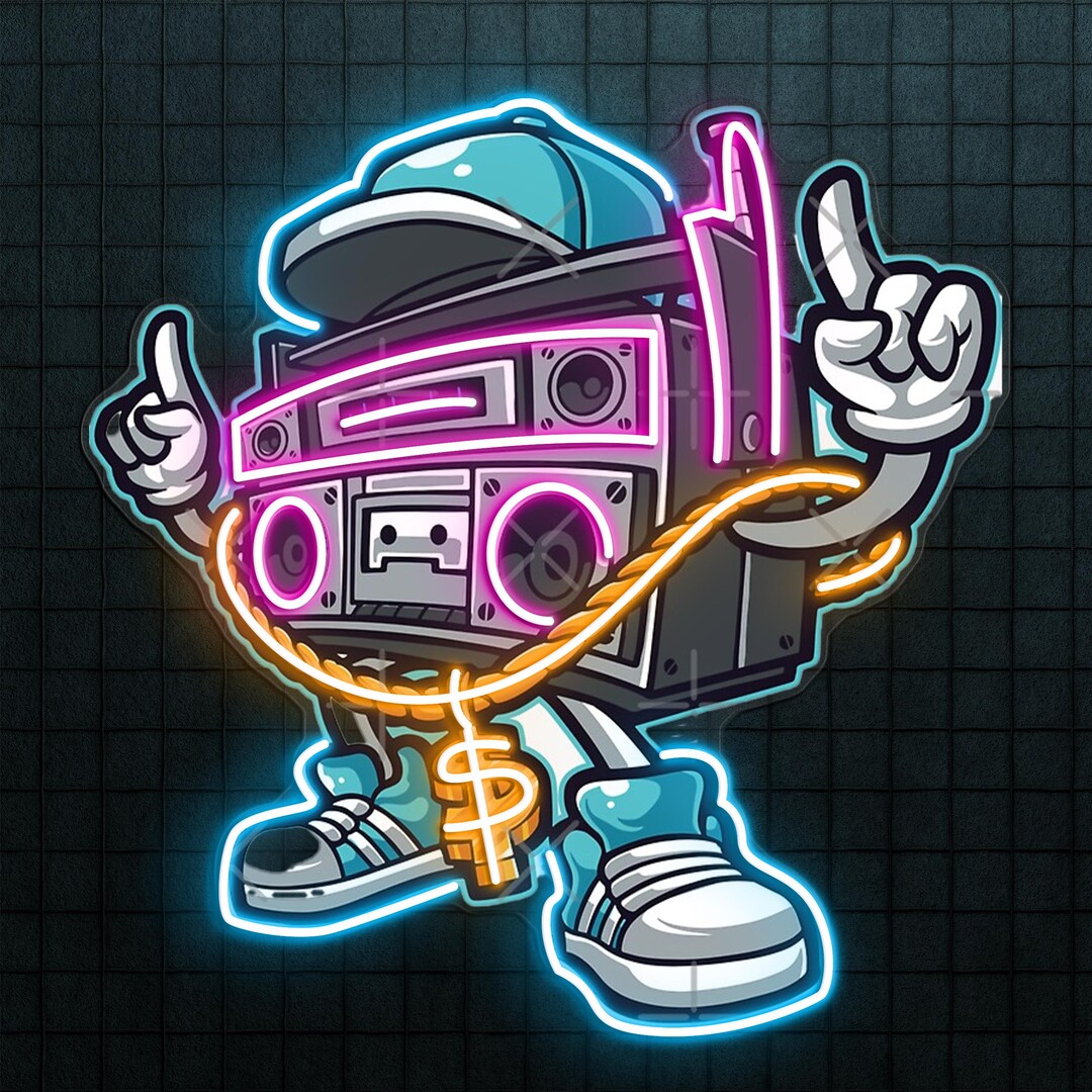 Boombox LED Neon Sign, Retro Radio Pop Art Wall Light, Game Room Decor ...