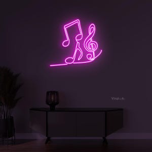 Music Notes Neon Sign, Music Notes LED Light, Treble Clef LED Neon Art ...