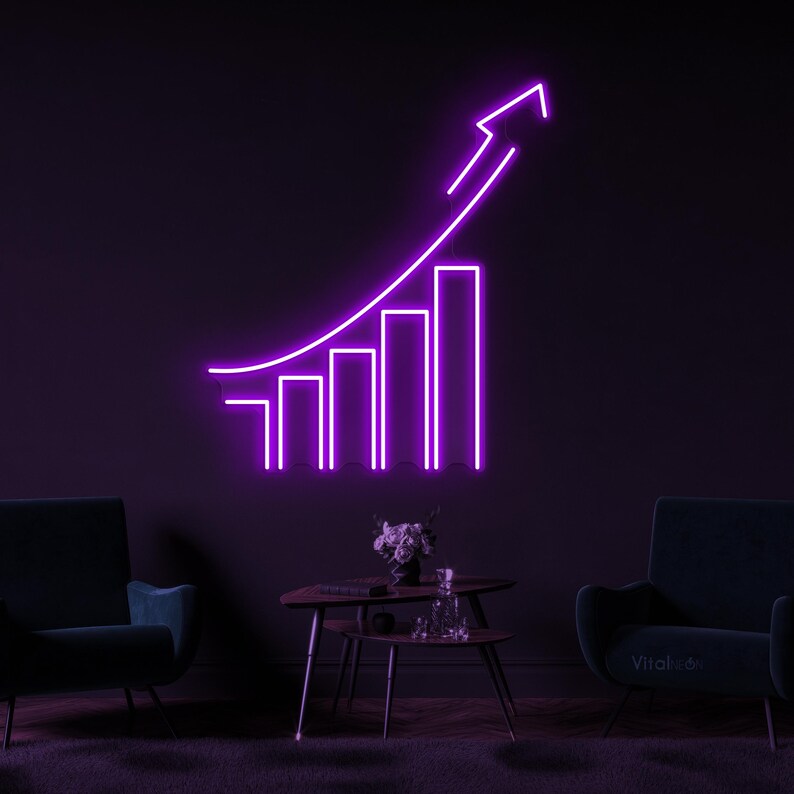 Growth Chart Neon Sign LED Light Market Success Office Wall Art Custom ...