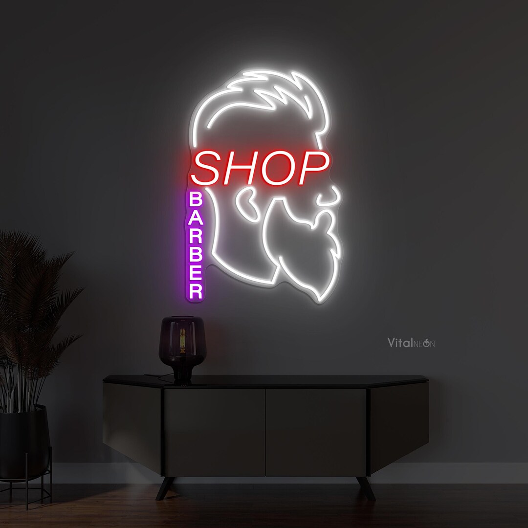 Barber Shop Neon Sign, Barber Shop LED Light, Barber Shop Wall Decor ...