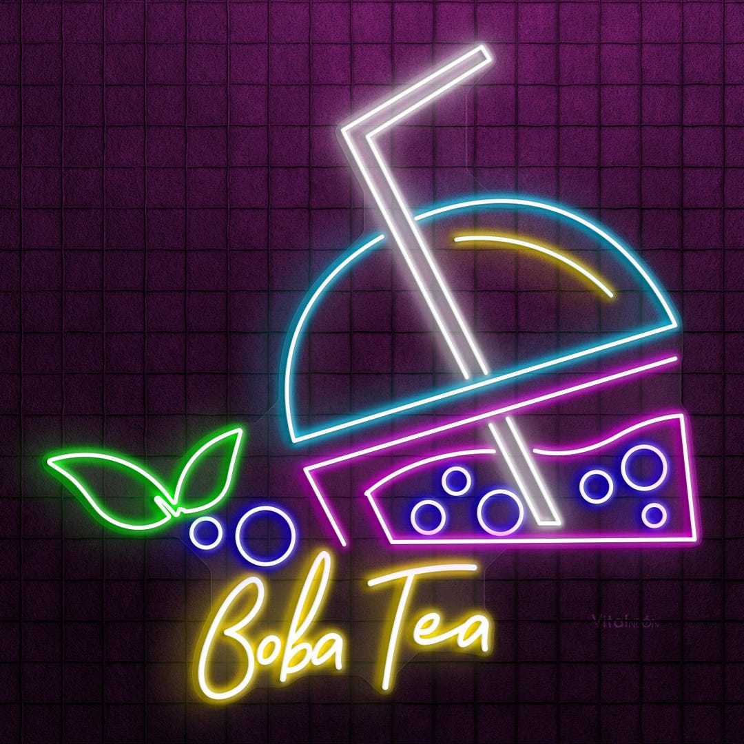 Boba Bubble Tea LED Light Neon Sign, Colorful Shop Bar Kitchen Juice ...
