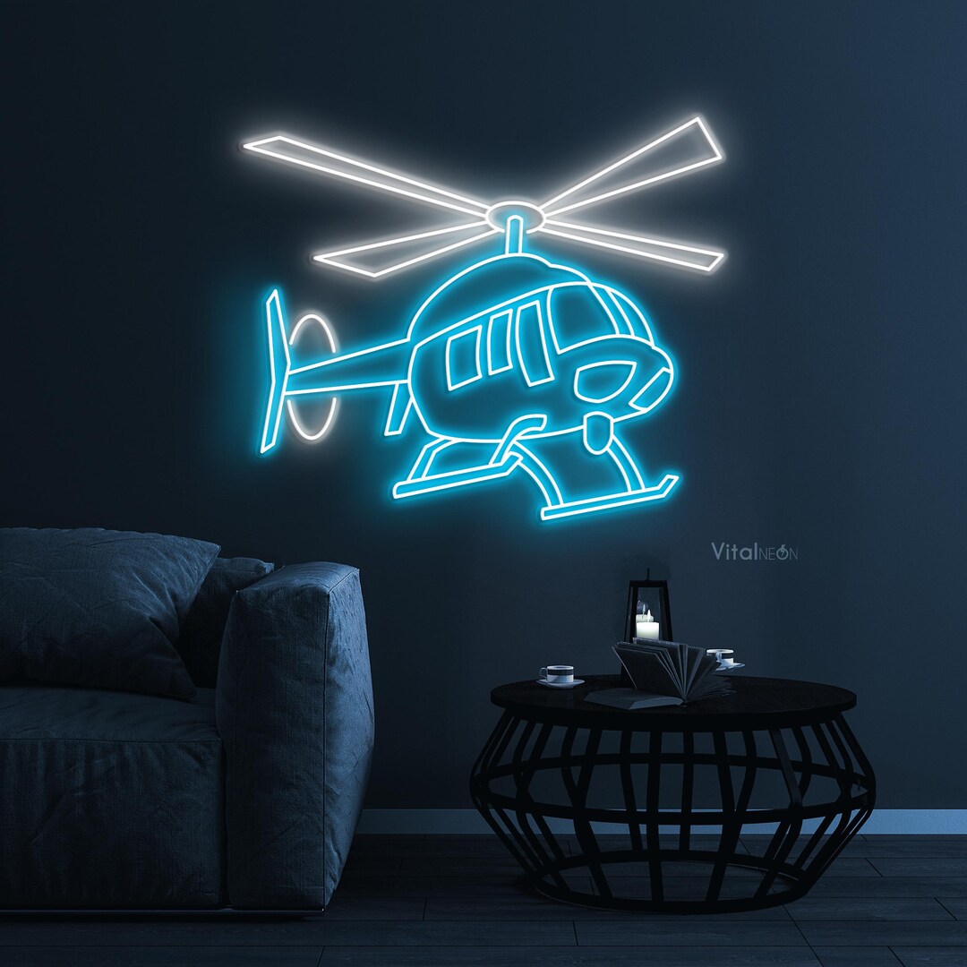 Helicopter Neon Sign, Helicopter Led Light, Helicopter Wall Decor ...