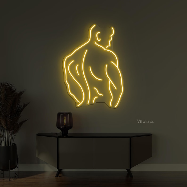 Muscle Man LED Neon Sign, Bodybuilder Fitness Gym Wall Art, Boy Room ...