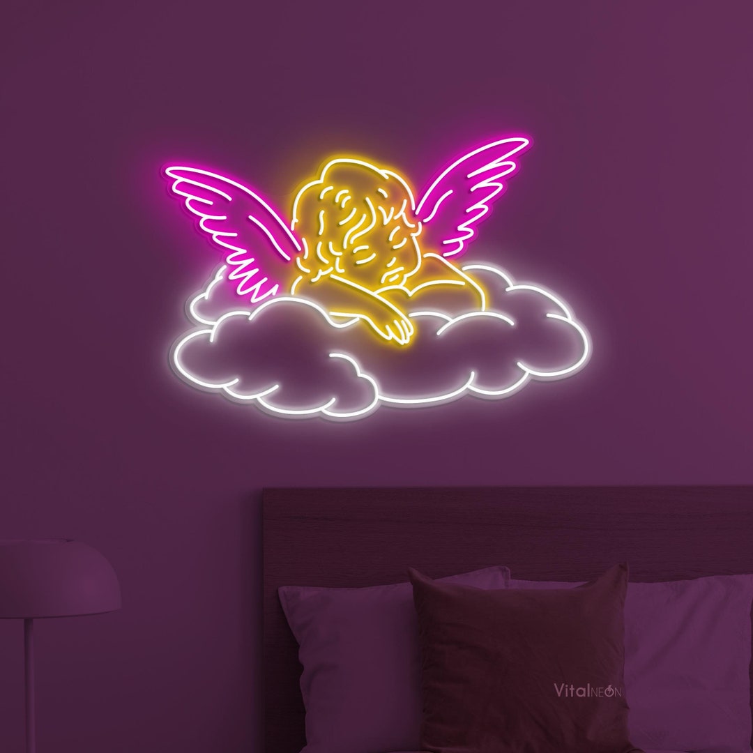 Angel Neon Sign, Baby Angel LED Light, Angel Wings Wall Decor, Custom ...