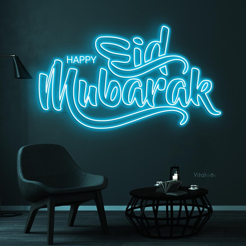 Happy Eid Mubarak Neon Sign LED Light Islamic Festival Wall Art Decor ...
