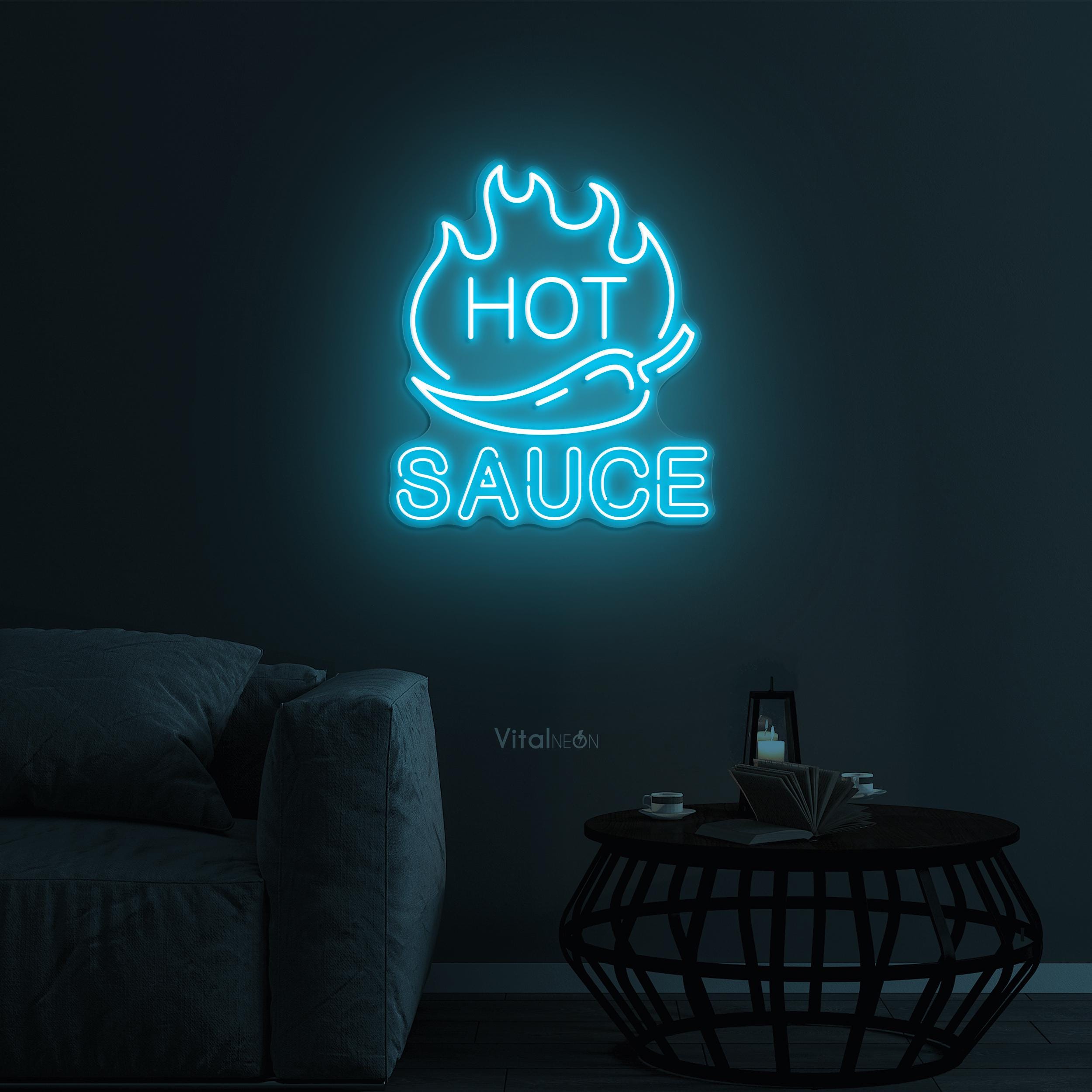Hot Chili Sauce LED Neon Sign Spicy Food Wall Art for Restaurant Home ...