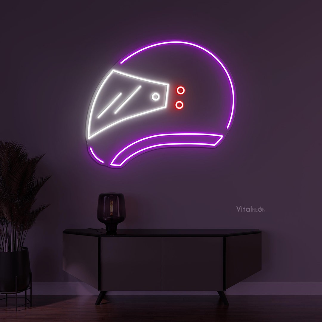 Helmet Neon Sign, Helmet LED Light, Motorcycle Helmet Wall Decor, Bike ...