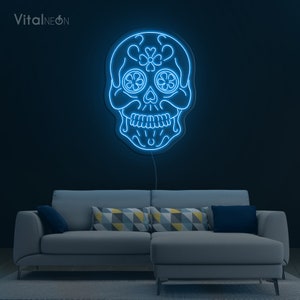 Calaveras Mexican Skull Neon Sign, LED Light Decor, Head Skeleton Neon ...