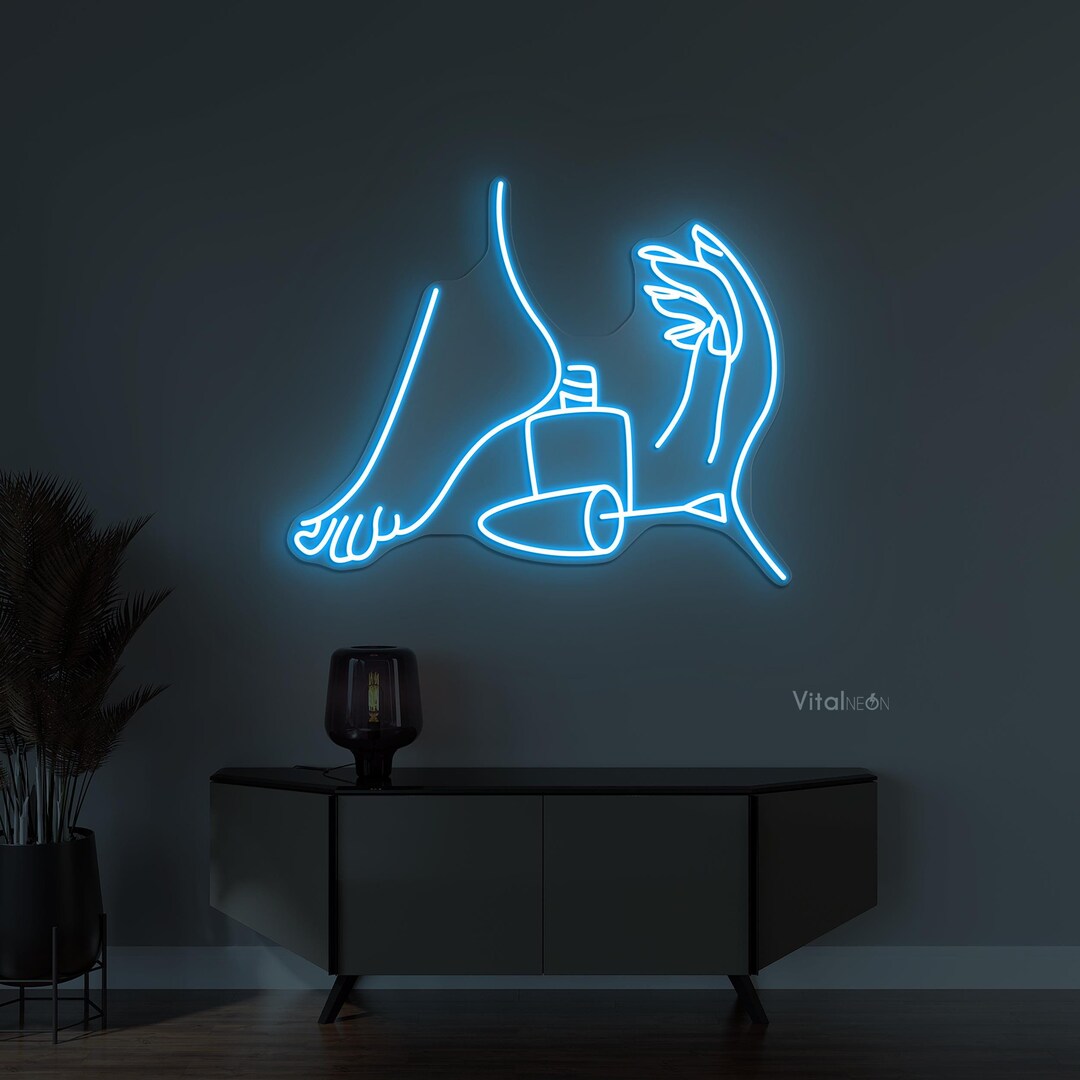 Pedicure Neon Sign, Hand Nail Polish LED Light, Foot & Nail Polish Wall ...