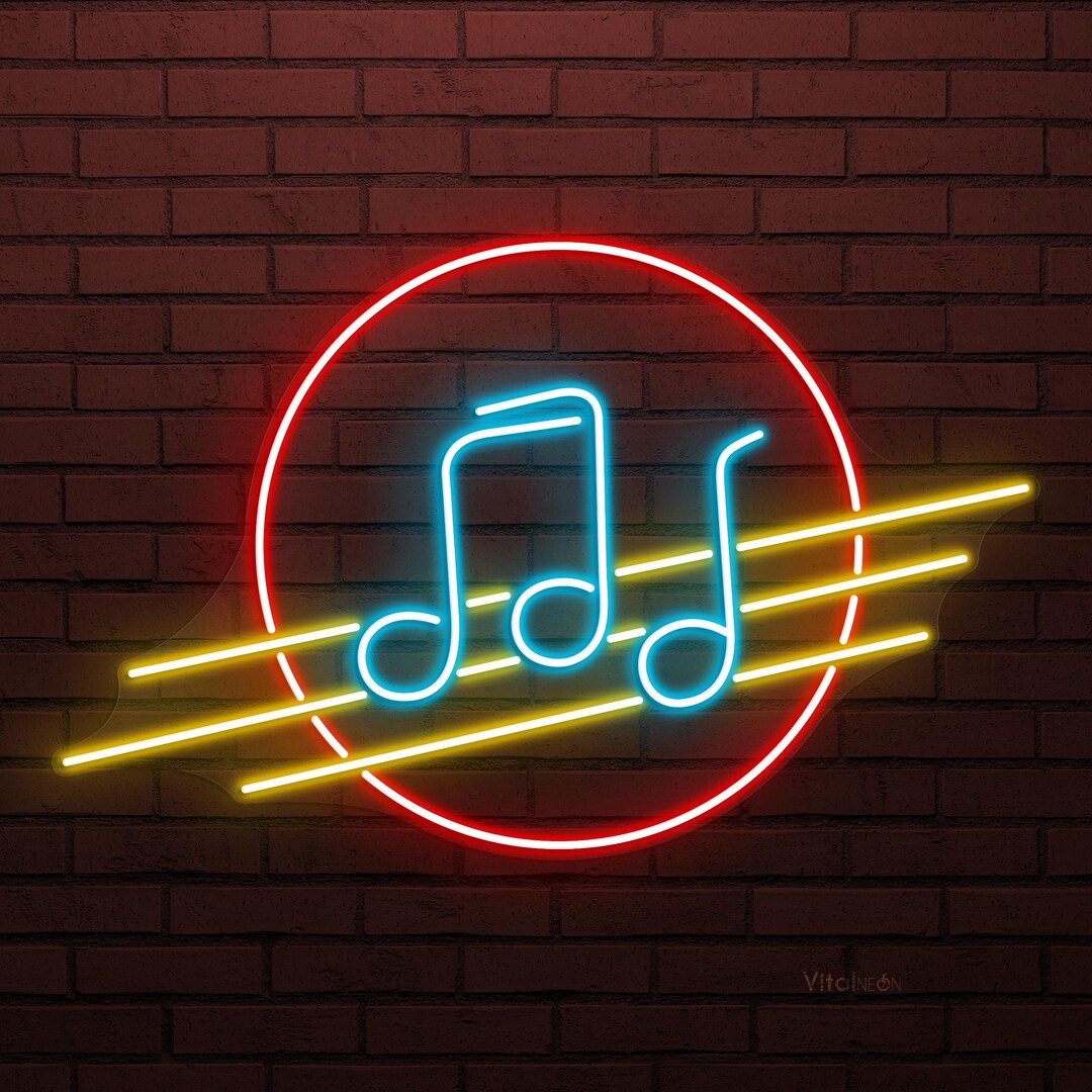 Music Notes Neon Sign, Music Notes LED Light, Musical Staff Wall Art ...
