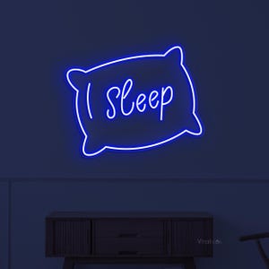 Sleep Neon Sign, Sleep LED Light, Pillow Wall Decor, Sleep Pillow Wall ...