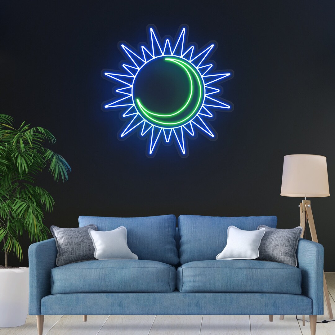 Sun and Moon Neon Sign, LED Wall Art, Sunlight and Moonlight Glow ...