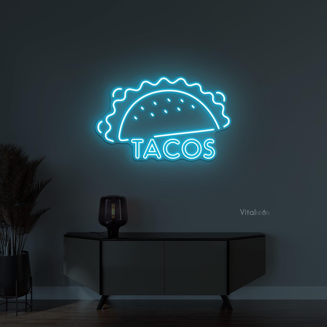 Tacos Neon Sign, Tacos LED Light, Food Shop Wall Art, Mexican Food Wall ...