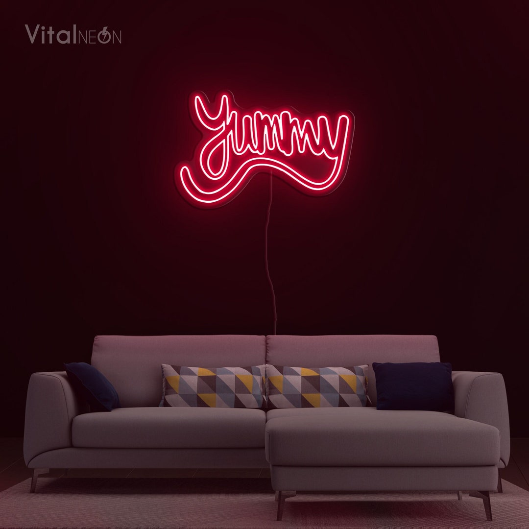 Yummy Neon Sign, Custom LED Light, Restaurant Decor, Neon Wall Art ...