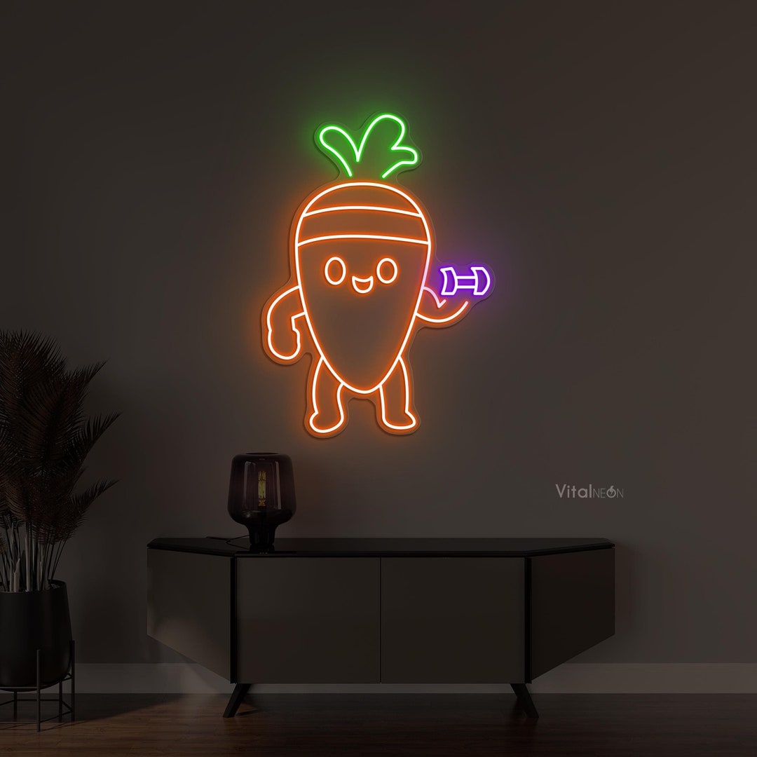 Carrot Neon Sign, Carrot LED Light, Cute Carrot Wall Decor, Veggie Neon ...