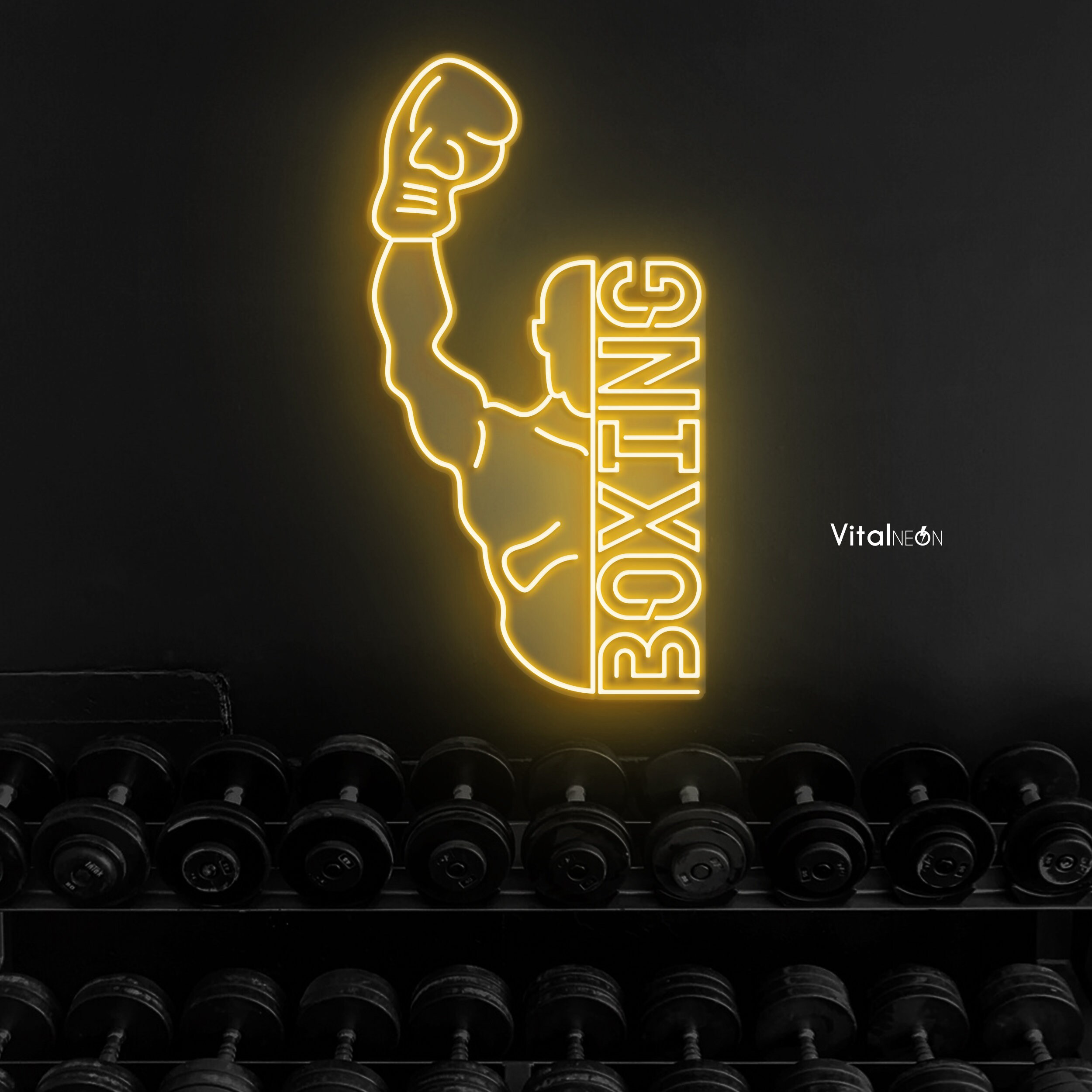 Boxing Man LED Neon Light, Room, Game Room, and Man Cave Decor, Custom ...