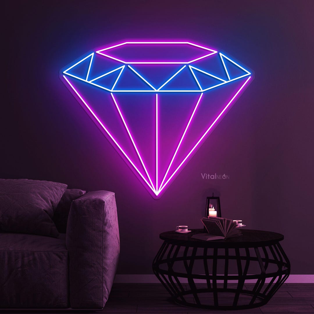 Diamond Neon Sign, Diamond Led Wall Decor, Diamond LED Neon Art, Gem ...