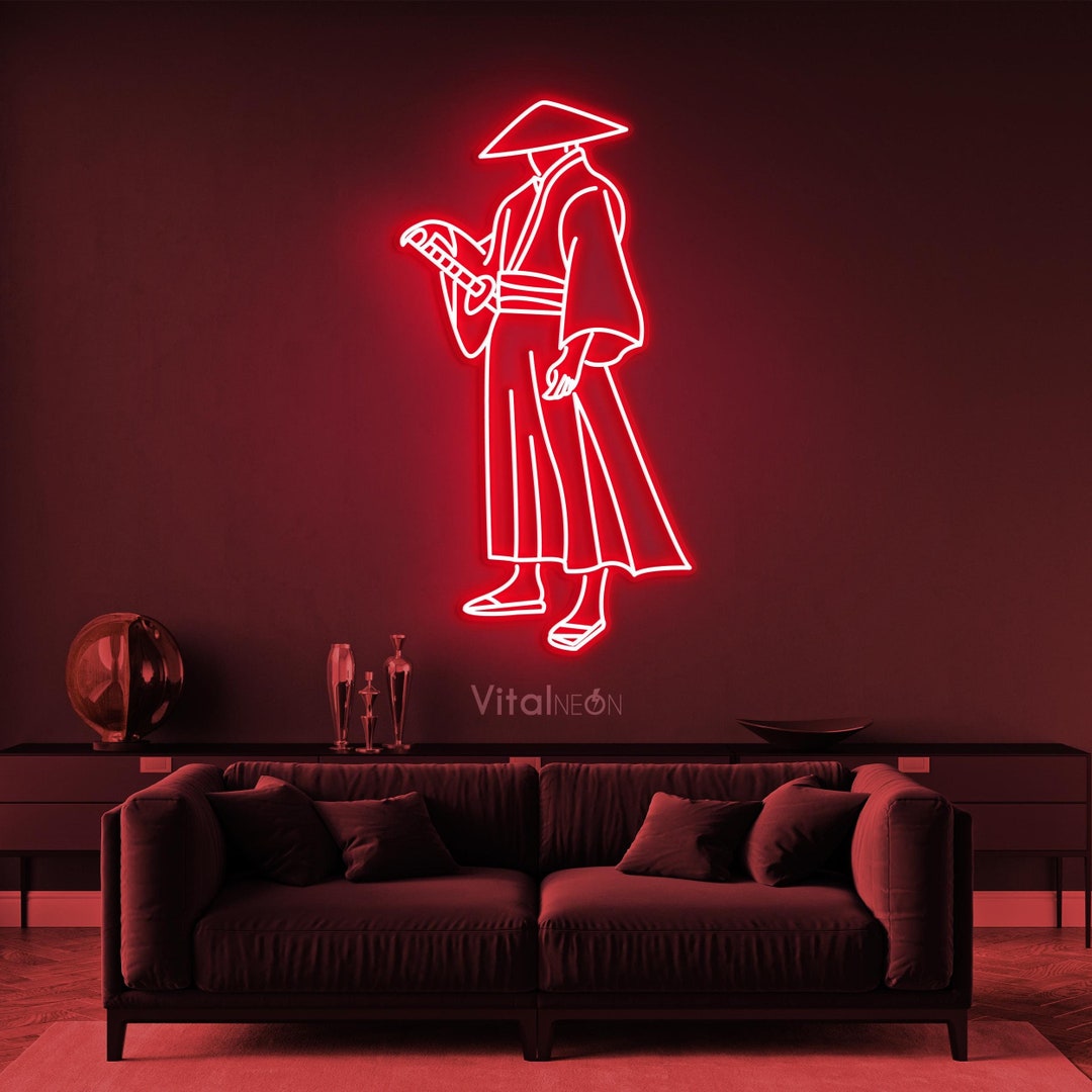 Samurai Neon Sign, Samurai LED Light, Japanese Warrior Wall Decor, Game ...
