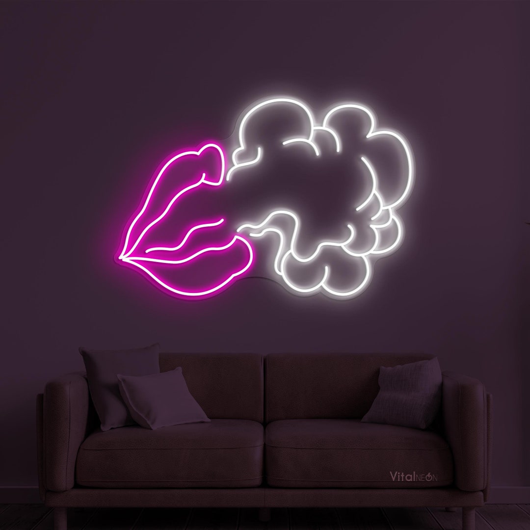 Smoking Lips Neon Sign, Smoking Lips LED Light, Smoking Room Wall Decor ...