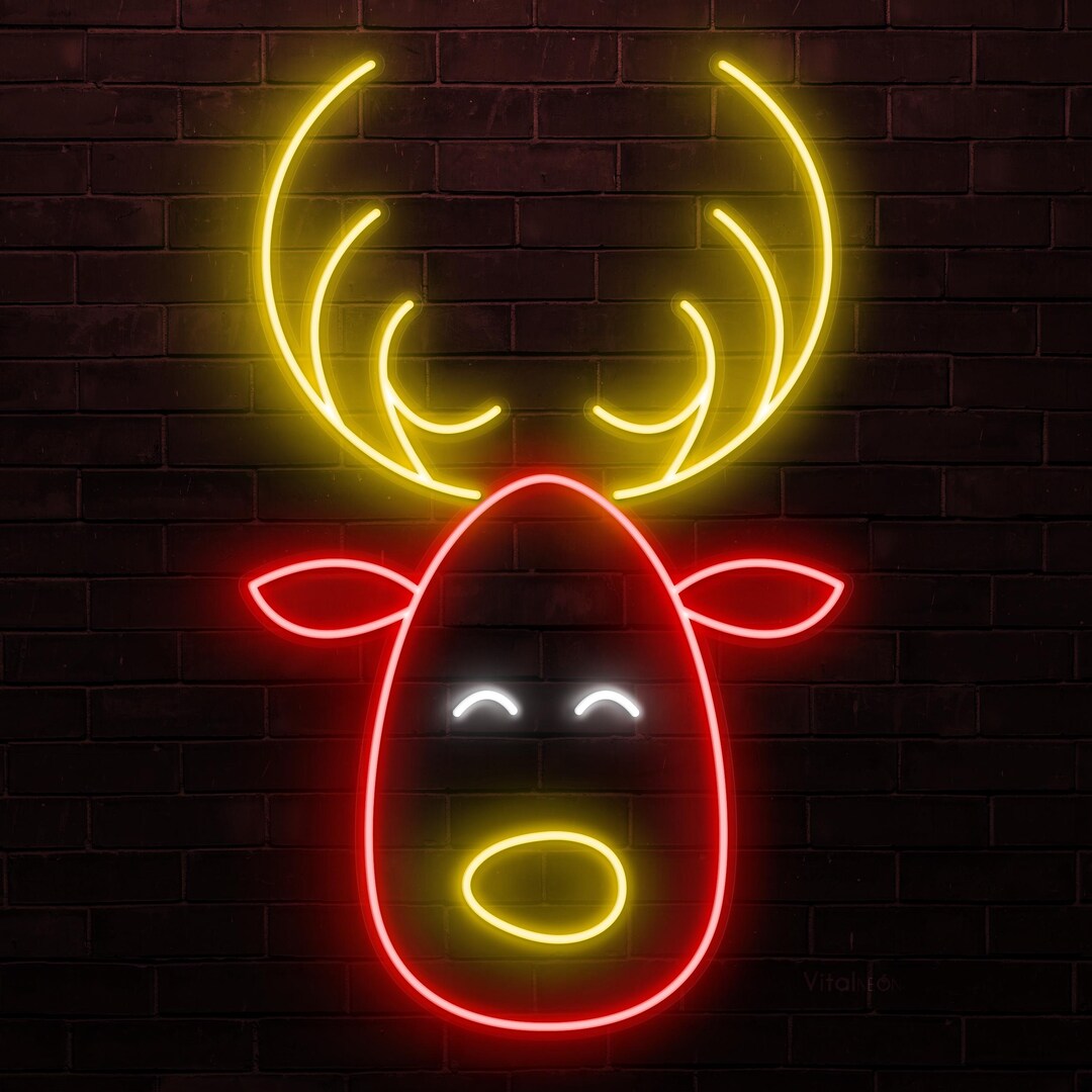 Reindeer Neon Sign, Reindeer LED Light, Festive Holiday Wall Art ...