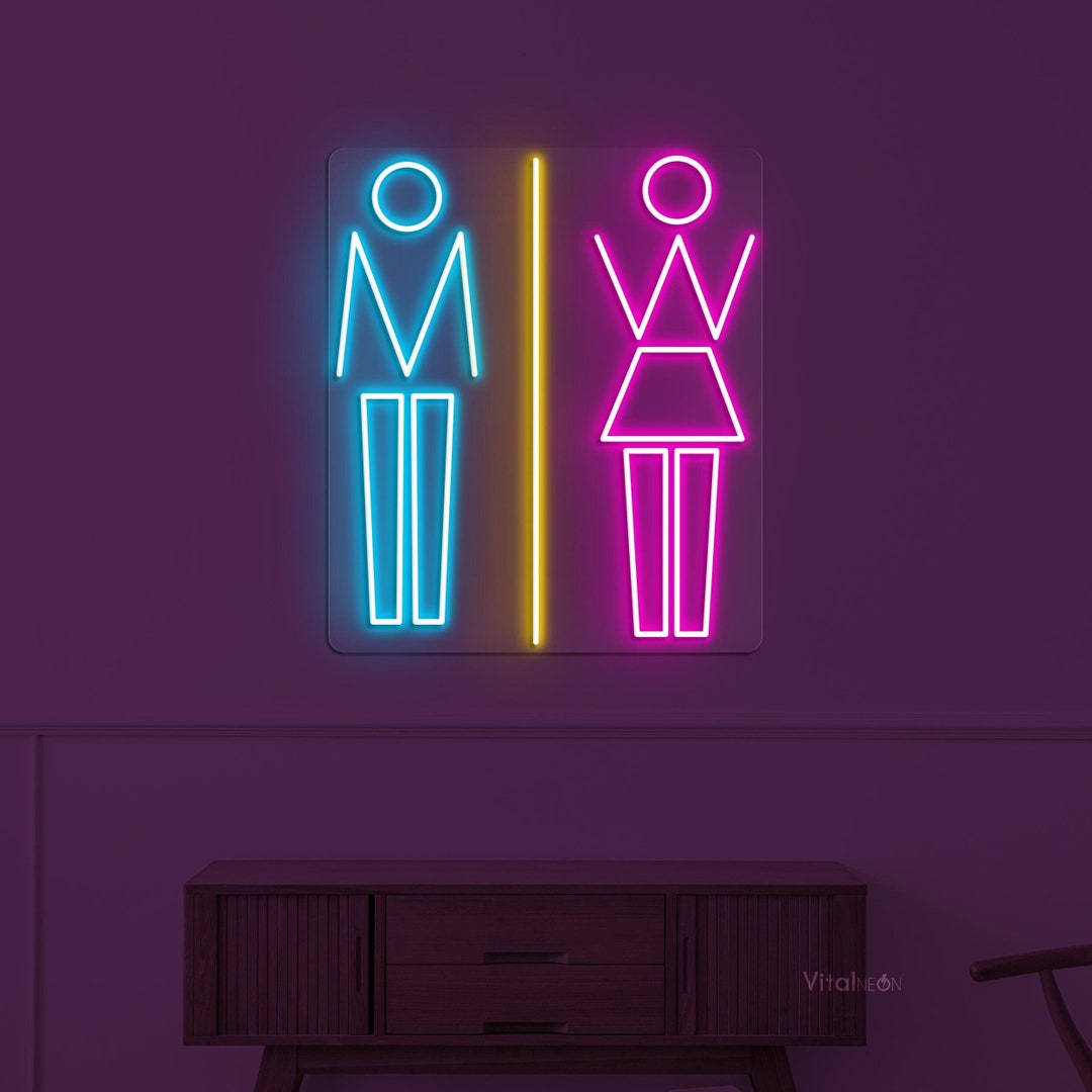 Toilet Neon Sign, Toilet Logo LED Light, Bathroom Wall Decor, Restroom ...