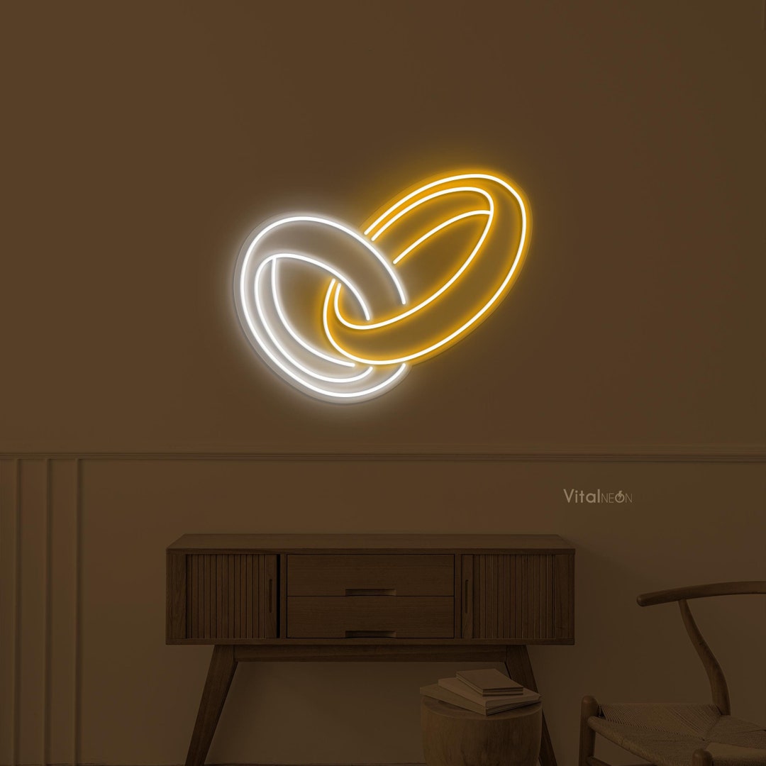 Interlocking Rings Neon Sign, Interlocking Rings LED Light, Wedding ...
