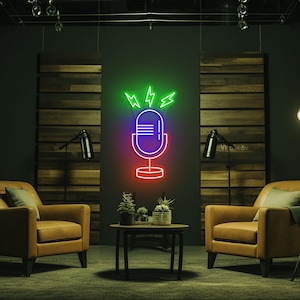 Podcast Neon Sign, Microphone LED Light, Name Neon Sign, Podcast LED ...