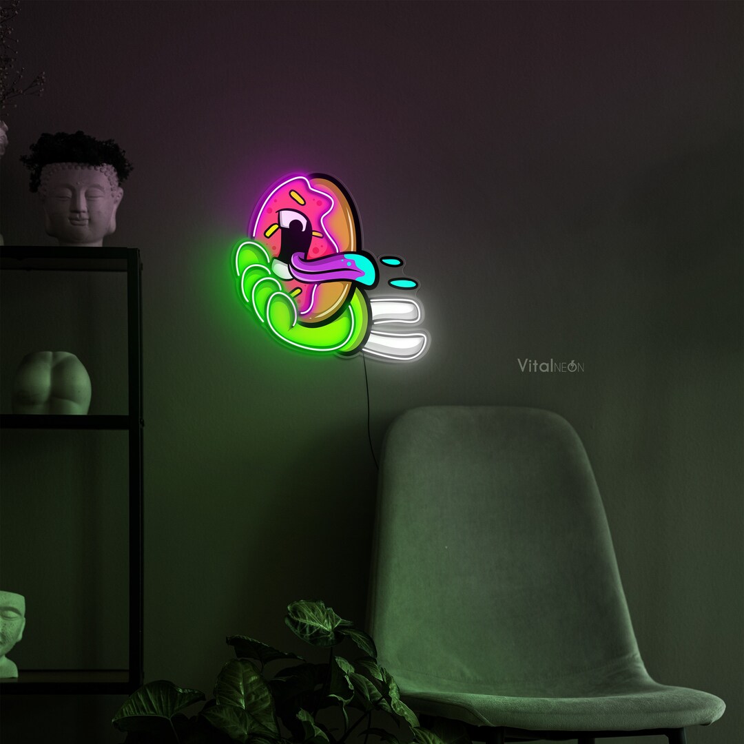 Hand Donut Neon Sign, Hand Holding Donut Light, Donut Pop Art Sign ...