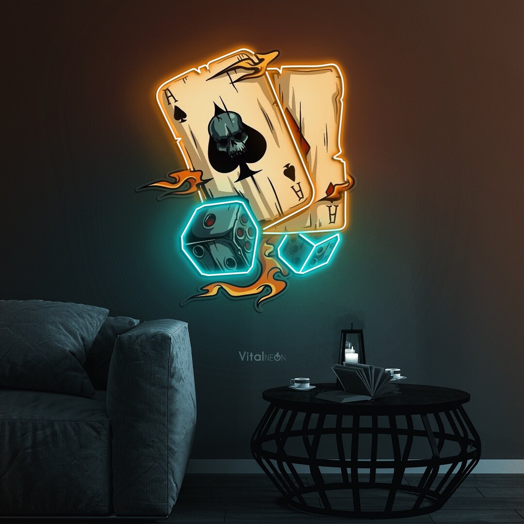 Ace Neon LED Neon Light, Poker and Dice Sign, Perfect Playroom Decor ...