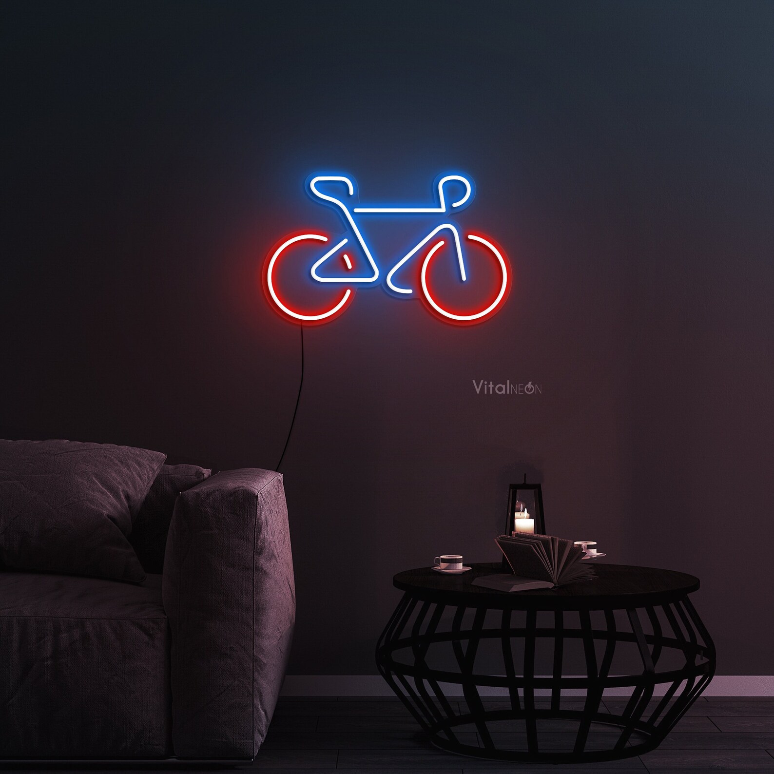 Bicycle Neon Sign LED Wall Decor USB Powered Bedroom Living Room Bike ...