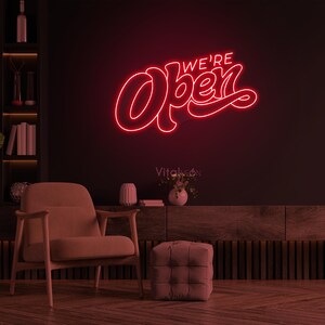 We're Open Neon Sign, We're Open LED Light, Open Sign for Business ...