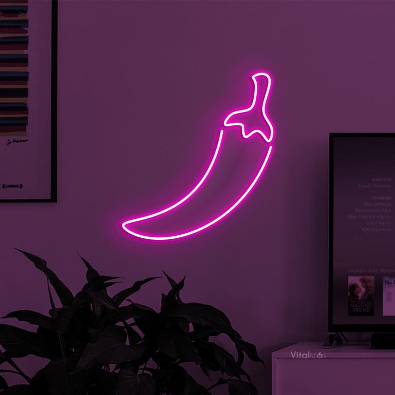 Chili Pepper Neon Sign, Spicy Kitchen Wall Art - Etsy