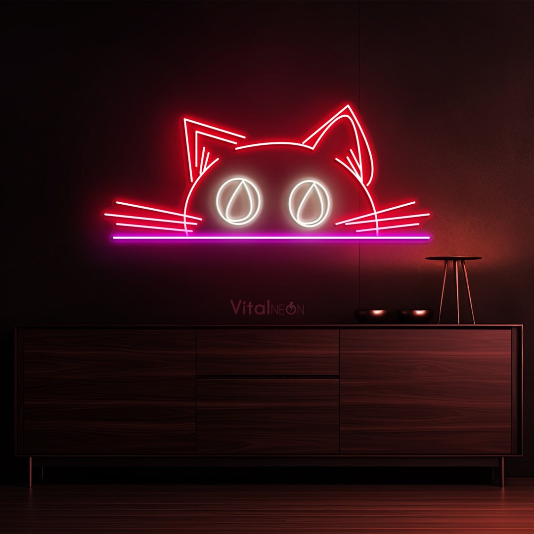 Cat LED Neon Sign Wall Art for Kids Pets Friends Family Birthday ...