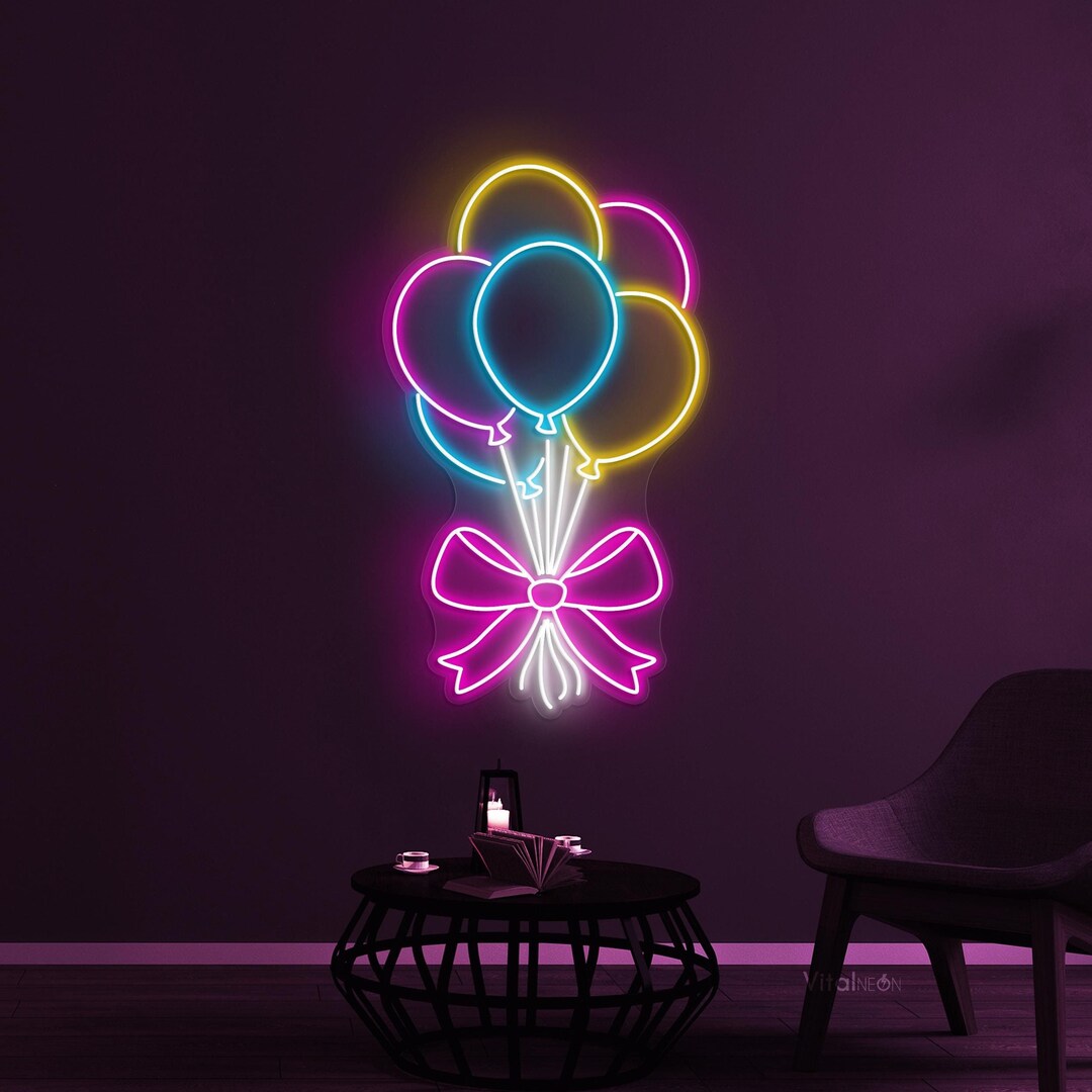 Balloon Neon Sign, Party Balloon LED Light, Birthday Party Wall Decor ...