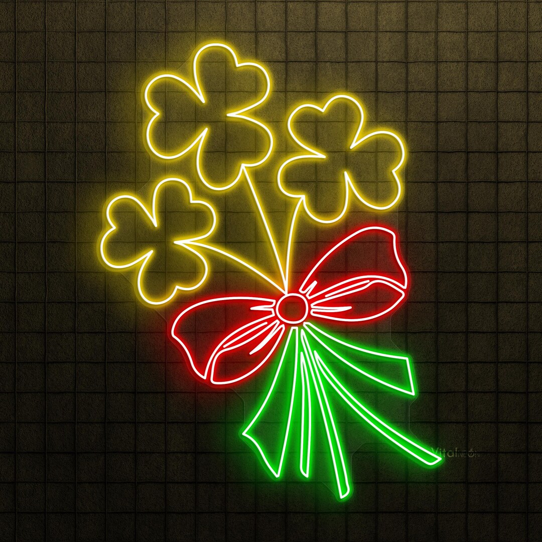 Shamrock Neon Sign, Shamrock LED Light, Clover Leaf Wall Art, Wedding ...
