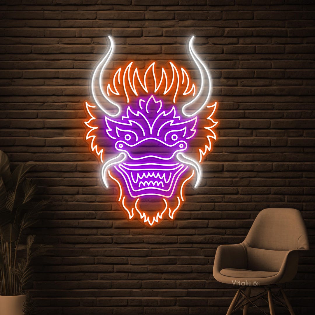 Dragon Neon Sign, Dragon With Horn LED Light, Chinese Dragon Wall Decor ...