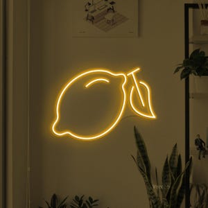 Lemon Neon Sign, Lemon LED Light, Fruit Shop Wall Decor, Lemon With ...