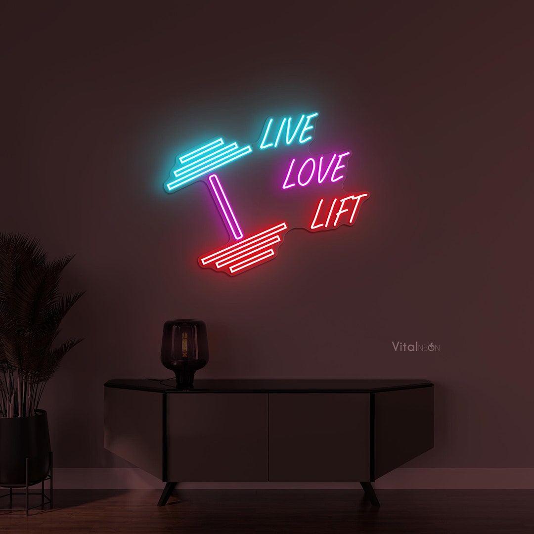 Live Love Lift Neon Sign, Live Love Lift LED Light, Gym Wall Decor ...