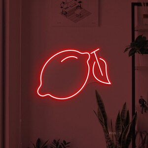 Lemon Neon Sign, Lemon LED Light, Fruit Shop Wall Decor, Lemon With ...