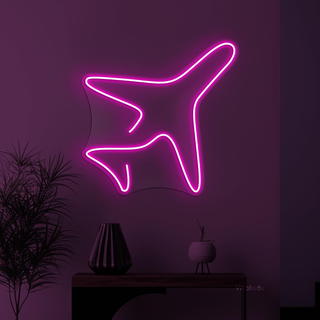 Airplane Neon Sign, Airplane LED Light, Airplane Wall Art, Kids Room ...