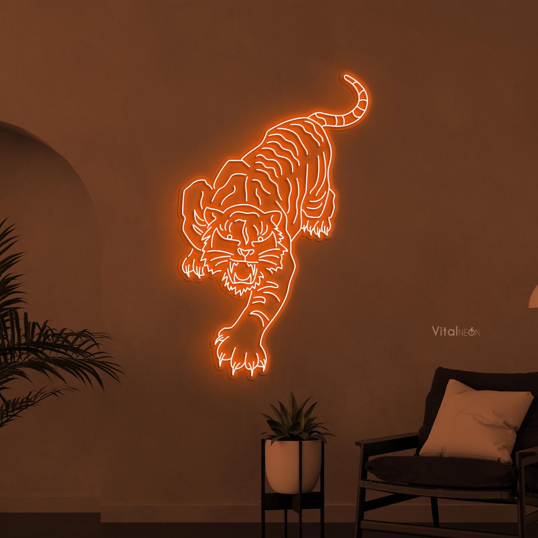 Tiger Neon Sign, Tiger Led Light, Roar Tiger Wall Decor, Animal Wall ...