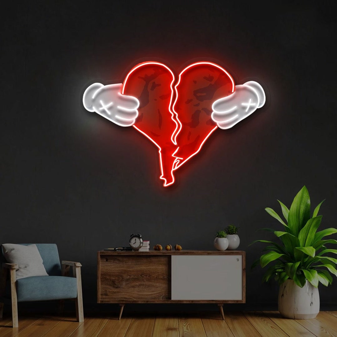 Heartbreak Neon Light, Heart Pop-art Sign for Home, Parties, Events ...
