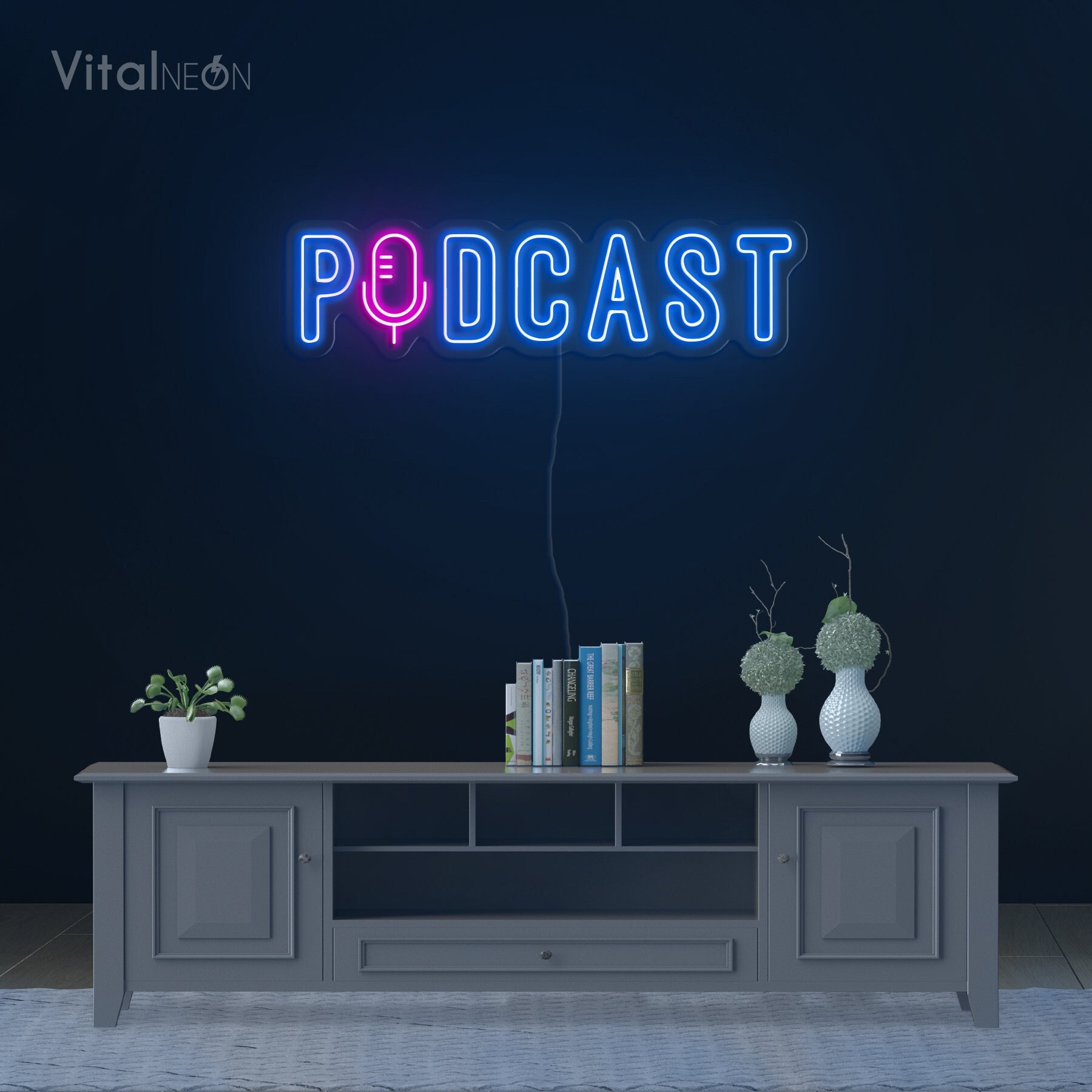 Podcast Neon Sign, LED Wall Decor for Home Studio, Unique Podcasting Room Art, Custom Neon Light ...