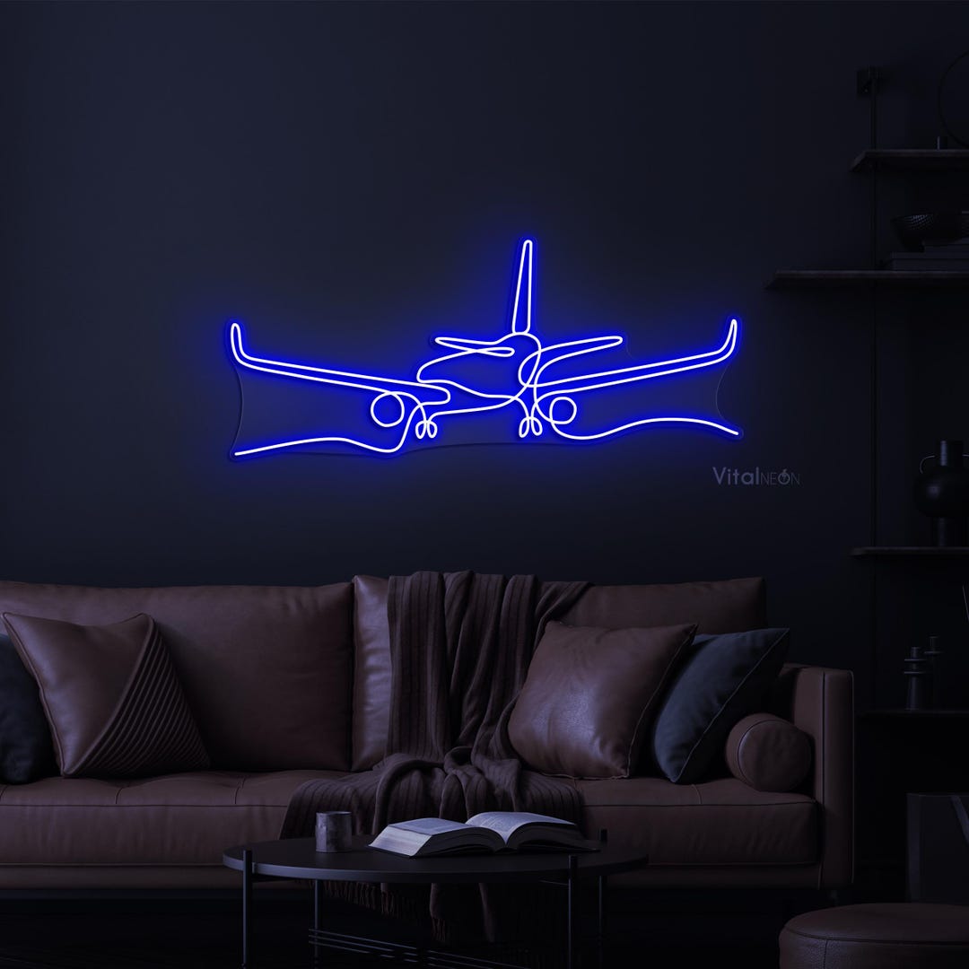 Airplane Neon Sign, Airplane LED Light, Airplane LED Neon Art, Take off ...