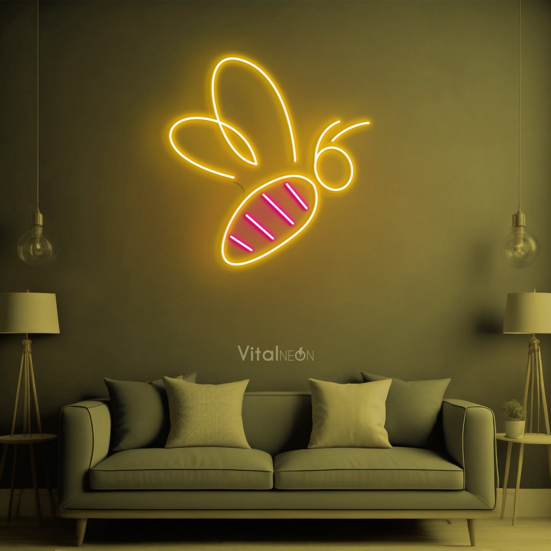 Bee LED Neon Sign, Honey Neon Light, Bee Wall Art, Bee Neon Art Sign ...