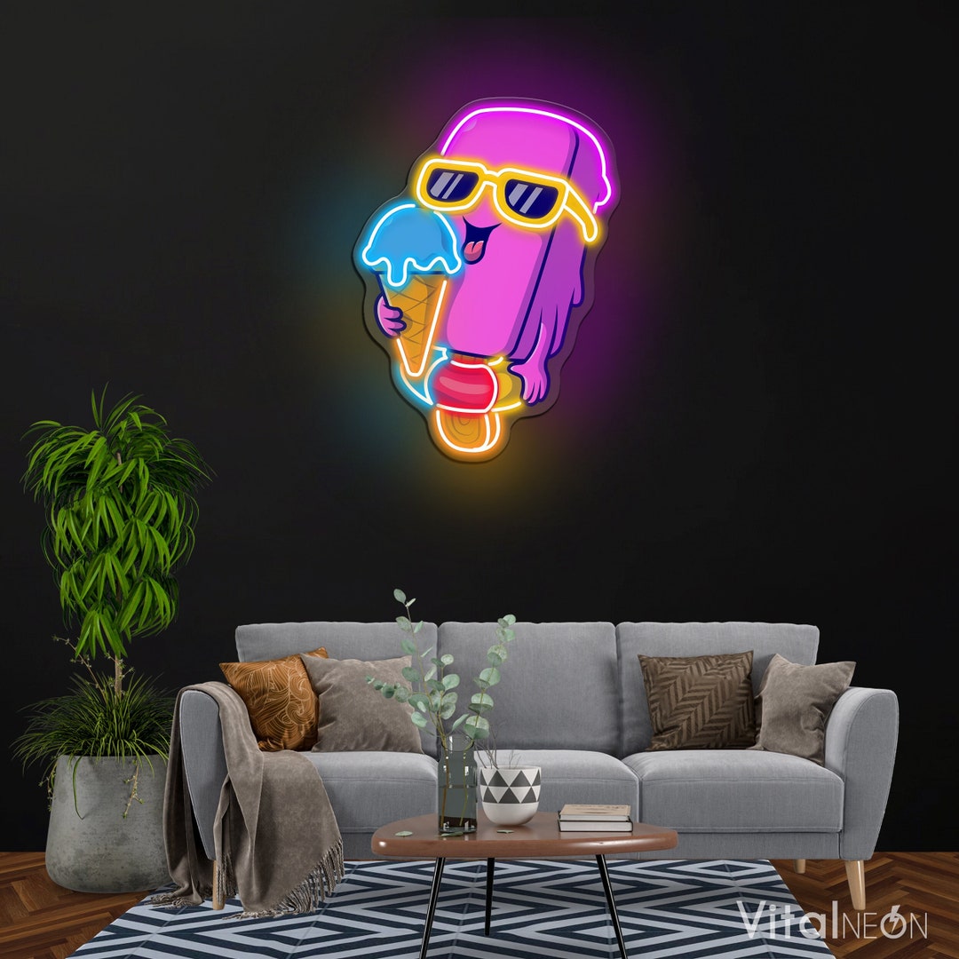 Ice Cream Neon Light, Popsicle Neon Sign, Neon Pop Art, Popsicle Wall ...