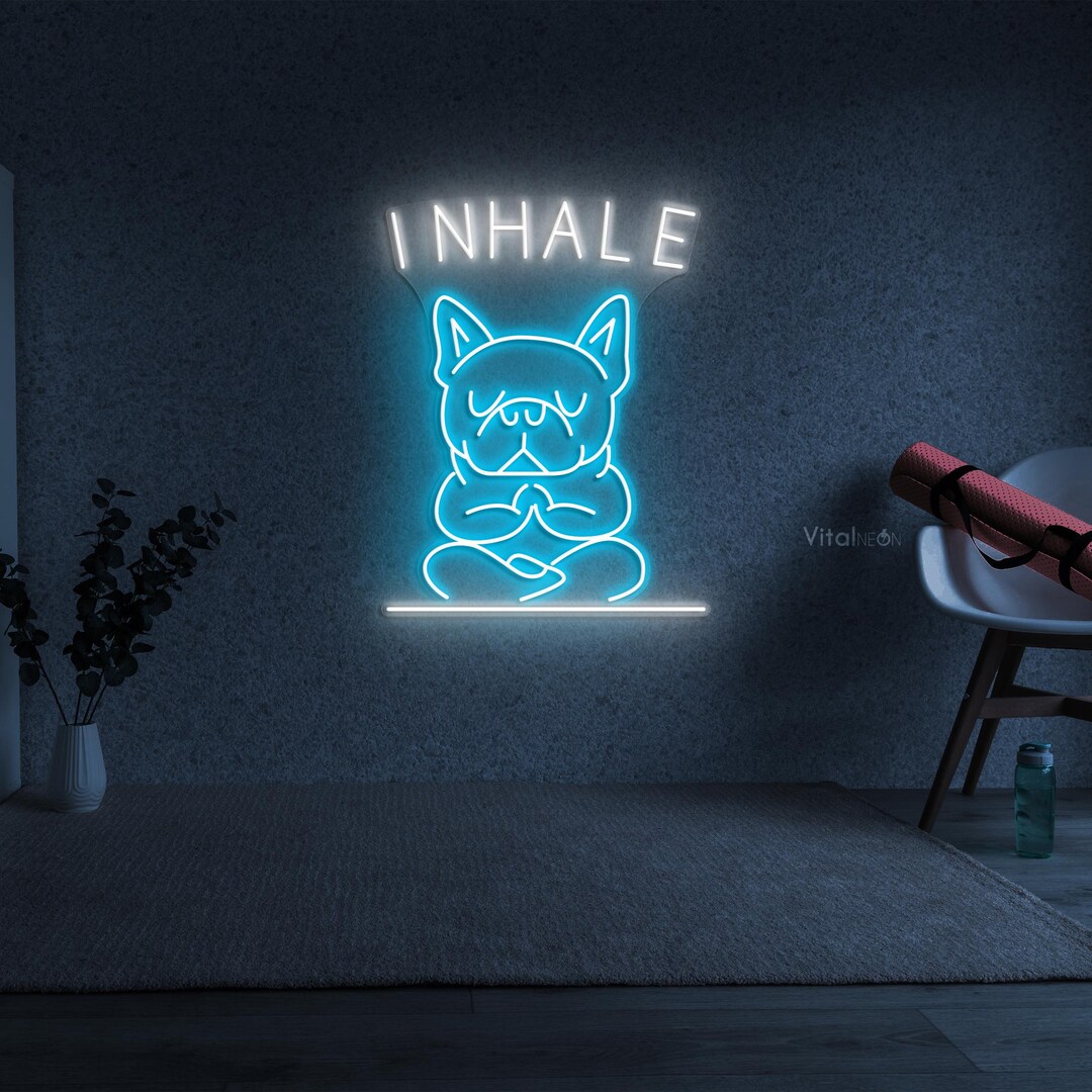 Inhale Bulldog LED Neon Sign, Yoga Dog Wall Art - Etsy