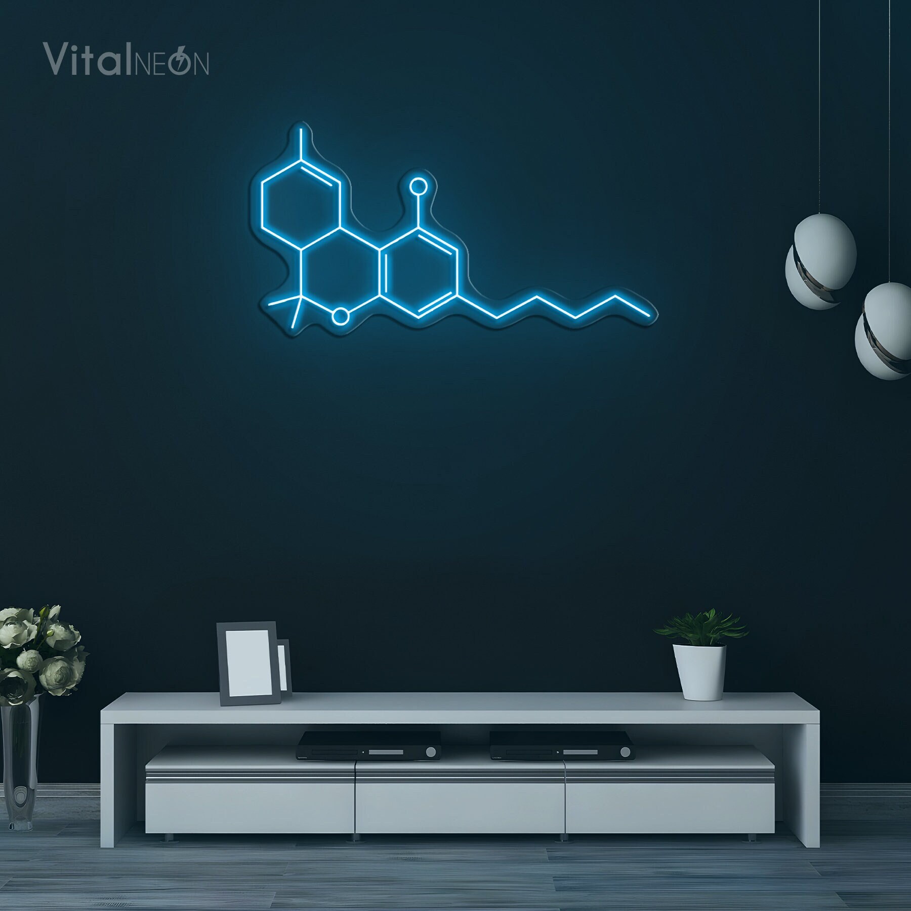 THC Molecule Neon Sign LED Light Cannabis Wall Art Marijuana Leaf Weed ...